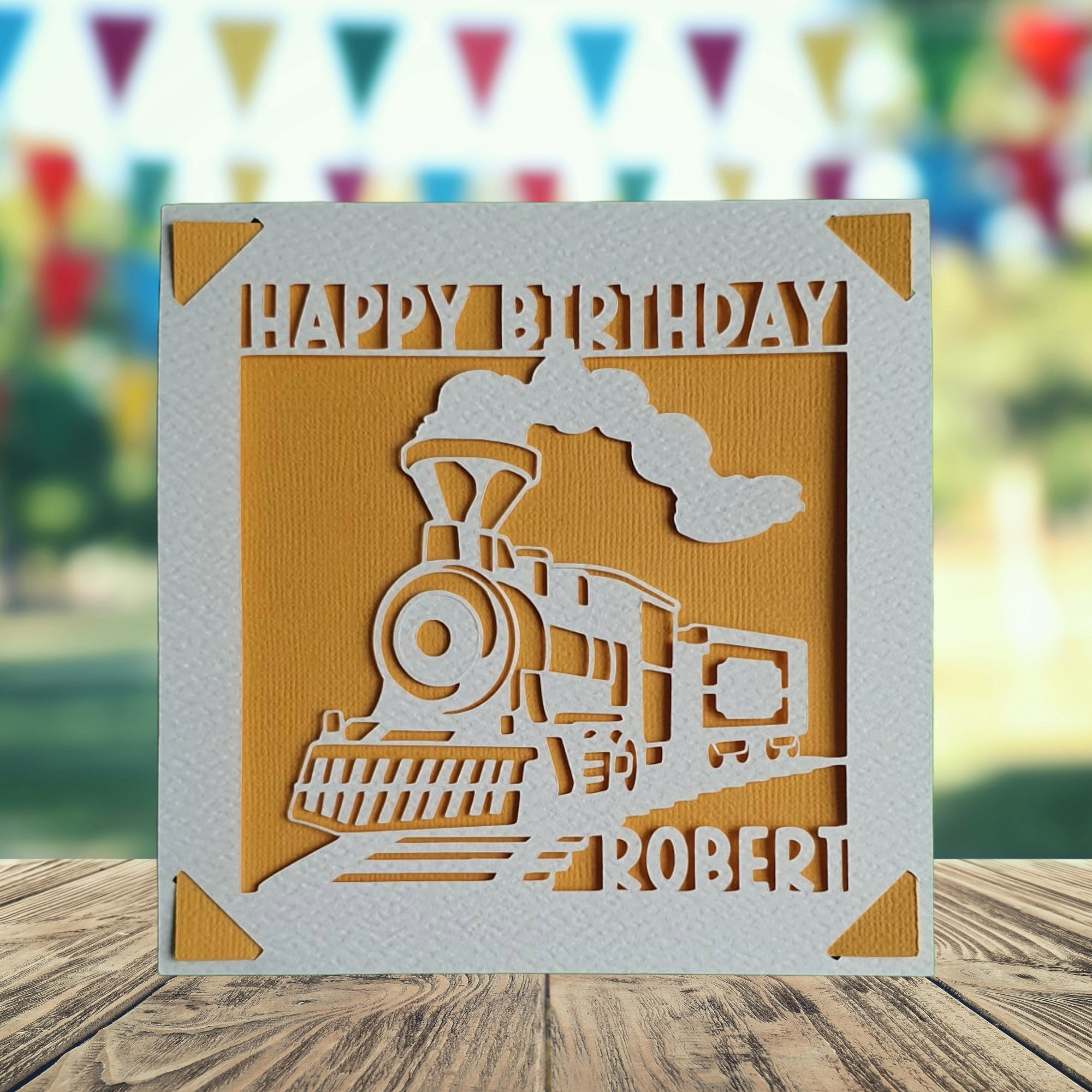 Steam Train Birthday Card, Happy Birthday Personalised Papercut Card ...