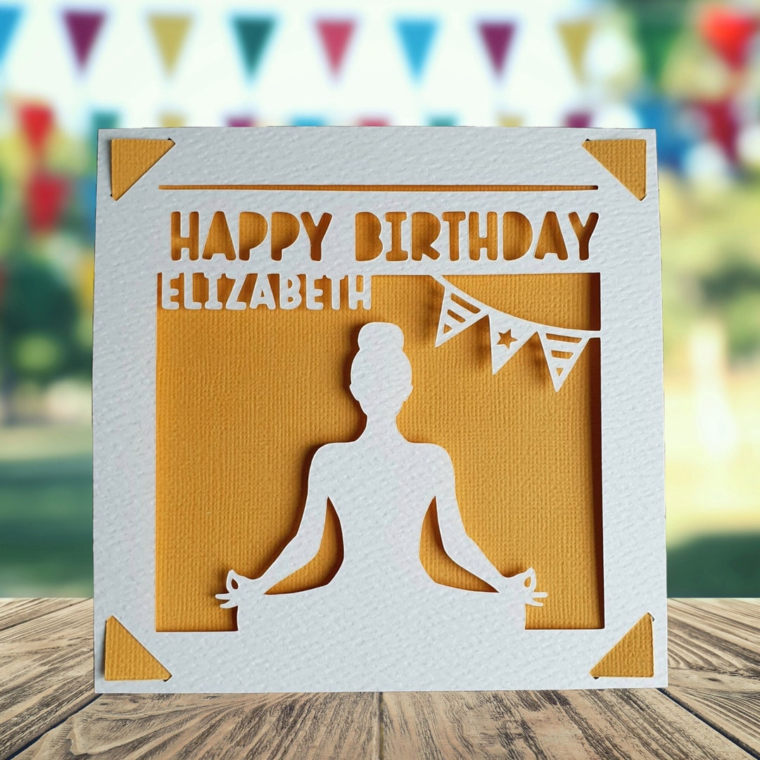 Meditation Happy Birthday Personalised Papercut Card, Happy Birthday ...