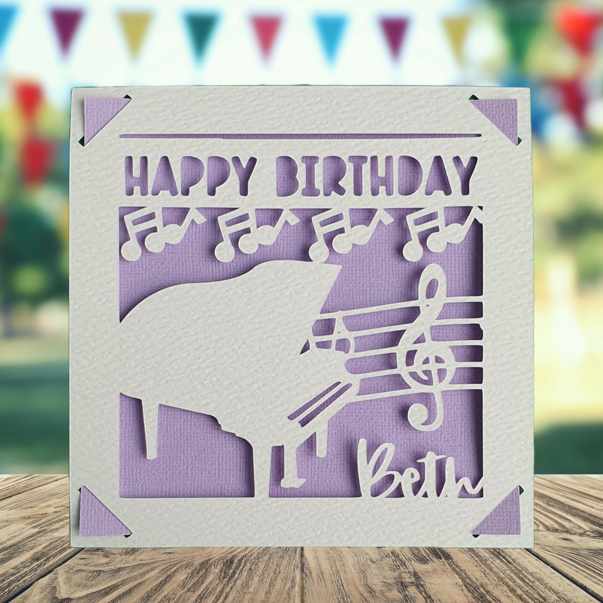 Happy Birthday Personalised Piano Papercut Card, Birthday Card for ...