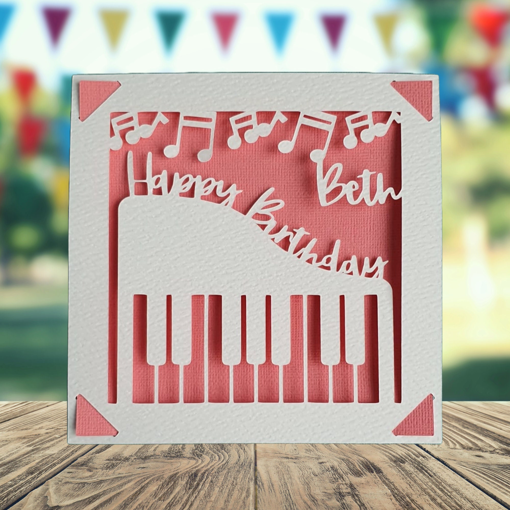 Piano Happy Birthday Personalised Papercut Card, Birthday Card for ...