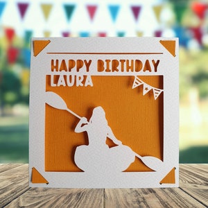 Kayak Personalised Birthday Papercut Card, Water Sports Birthday Card ...
