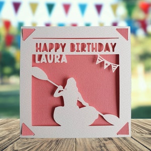 Kayak Personalised Birthday Papercut Card, Water Sports Birthday Card ...