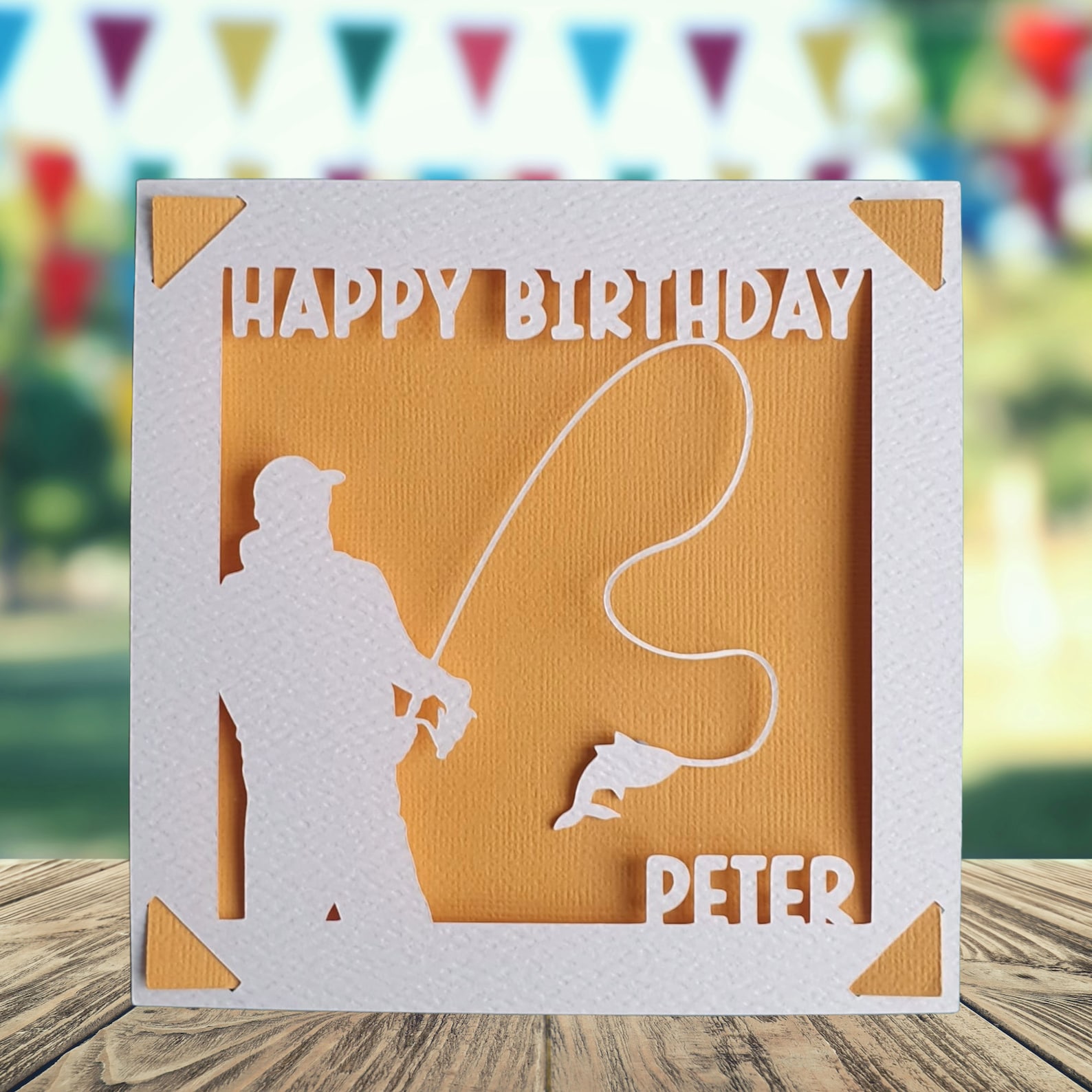 Fishing Happy Birthday Personalised Papercut Card, Happy Birthday Card ...