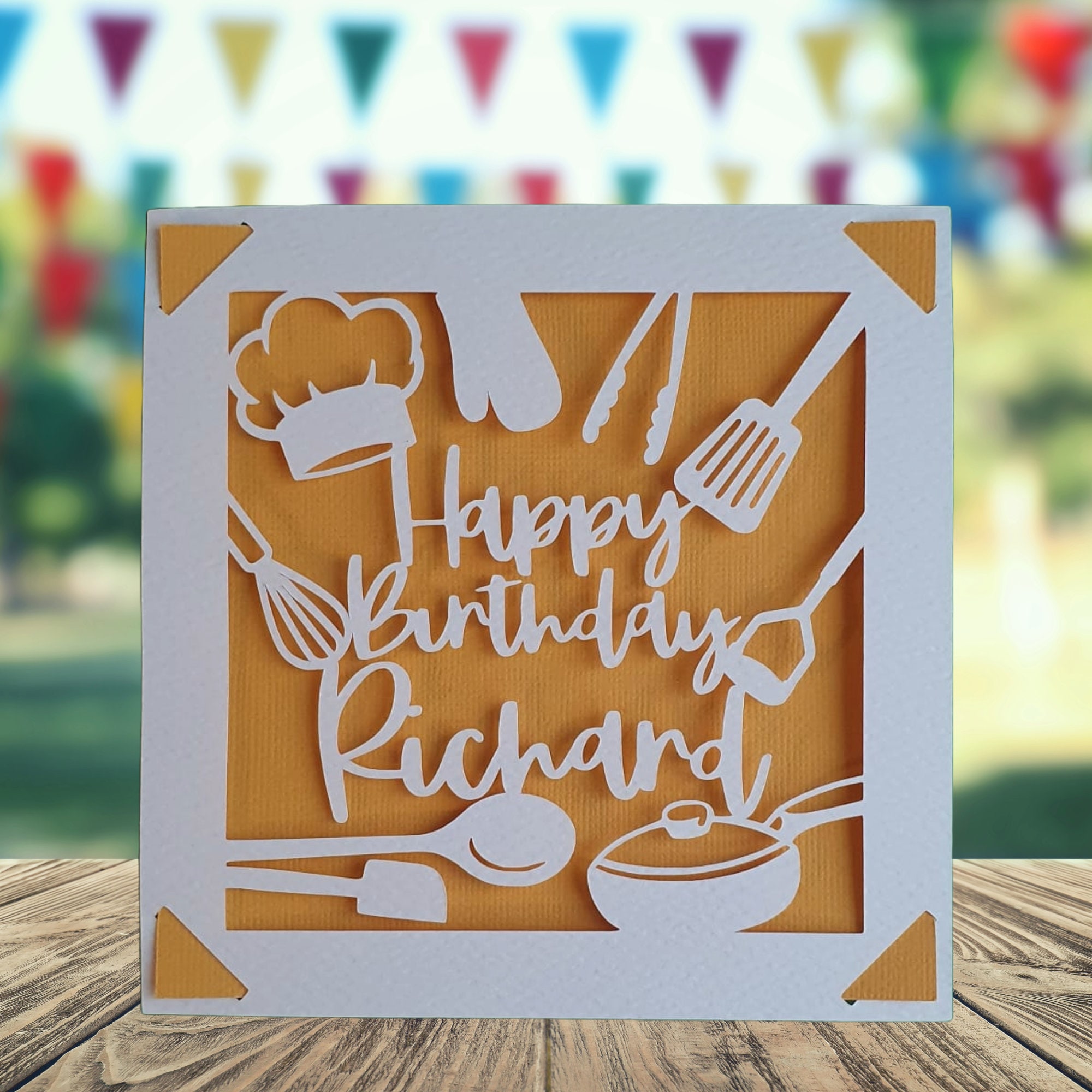 Chef Happy Birthday Personalised Papercut Card, Happy Birthday Card for ...