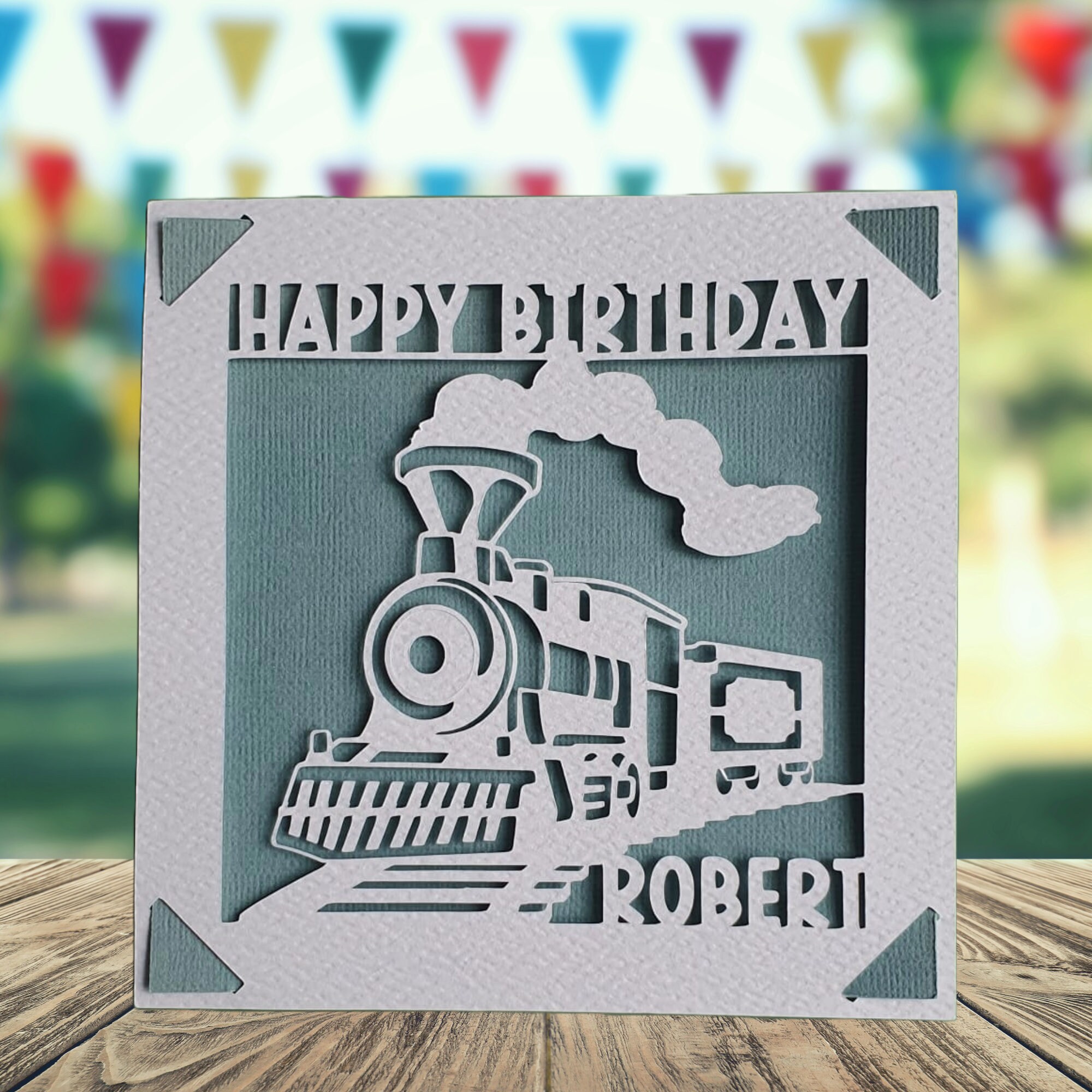 Steam Train Birthday Card, Happy Birthday Personalised Papercut Card ...