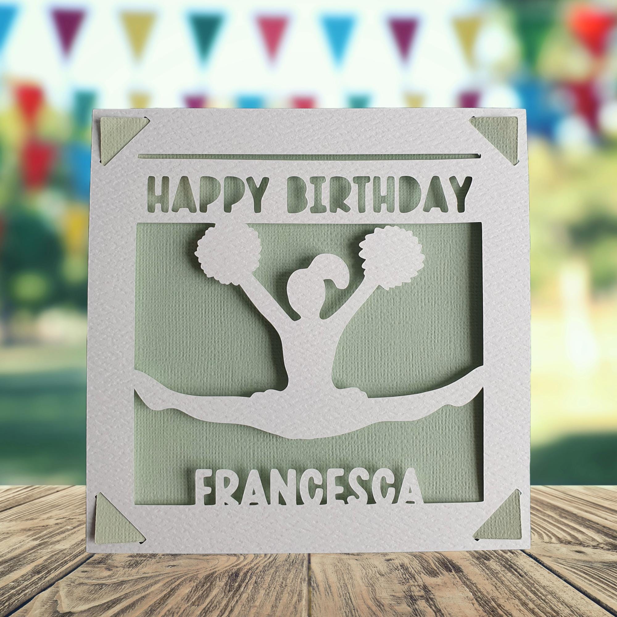 Personalised Birthday Card for Cheerleader, Cheerleading Birthday Card ...