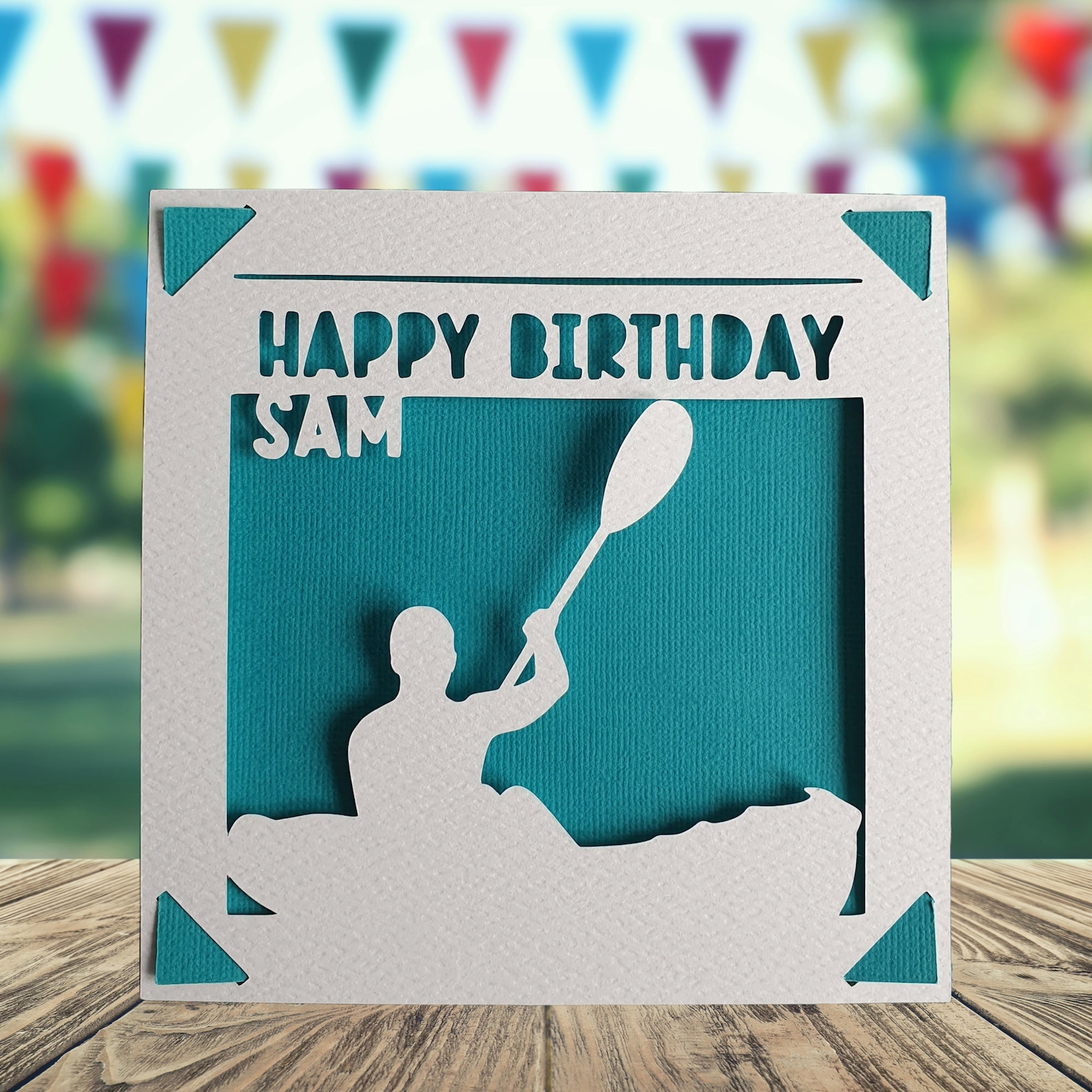 Canoe Personalised Birthday Papercut Card, Water Sports Birthday Card ...