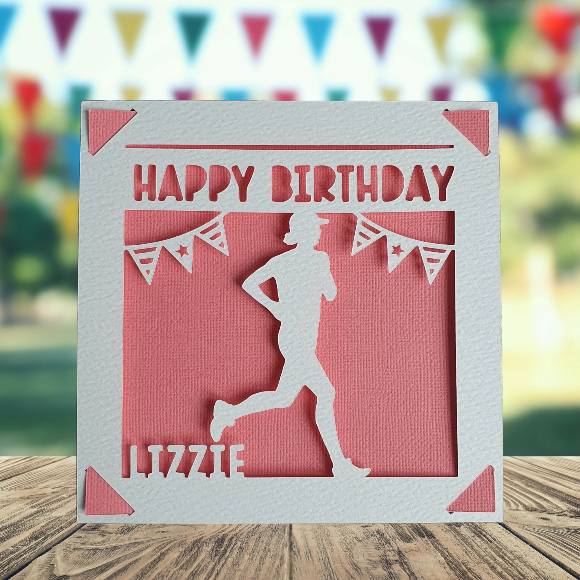 Female Runner Happy Birthday Personalised Papercut Card, Happy Birthday ...