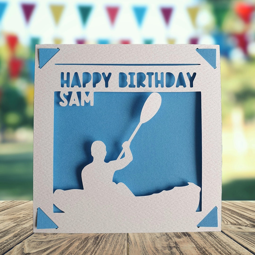 Canoe Personalised Birthday Papercut Card, Water Sports Birthday Card ...