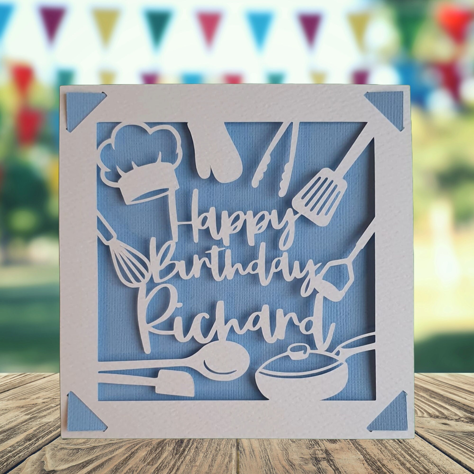 Chef Happy Birthday Personalised Papercut Card, Happy Birthday Card for ...