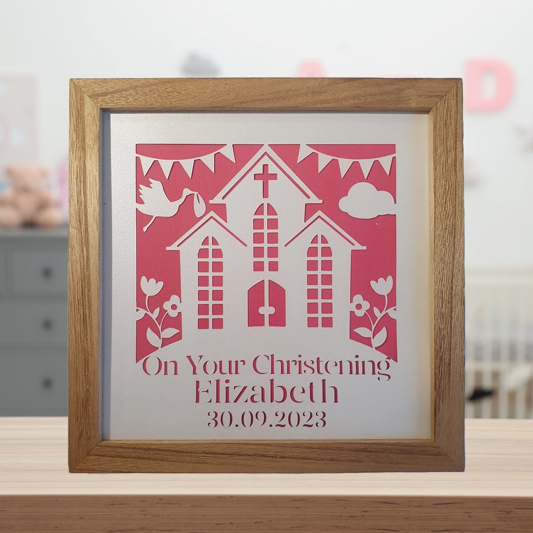 Christening Personalised Papercut Framed Gift Keepsake for - Etsy
