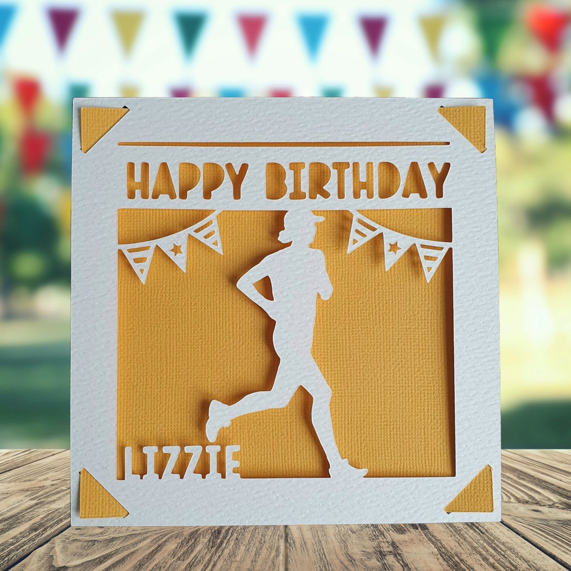 Female Runner Happy Birthday Personalised Papercut Card, Happy Birthday ...
