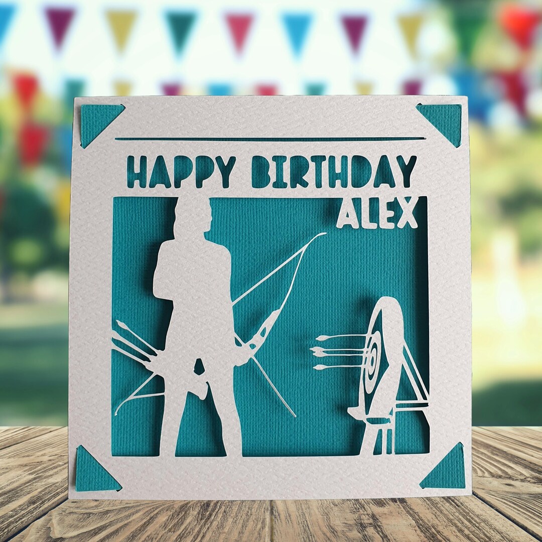 Archery Happy Birthday Personalised Papercut Card, Happy Birthday Card ...