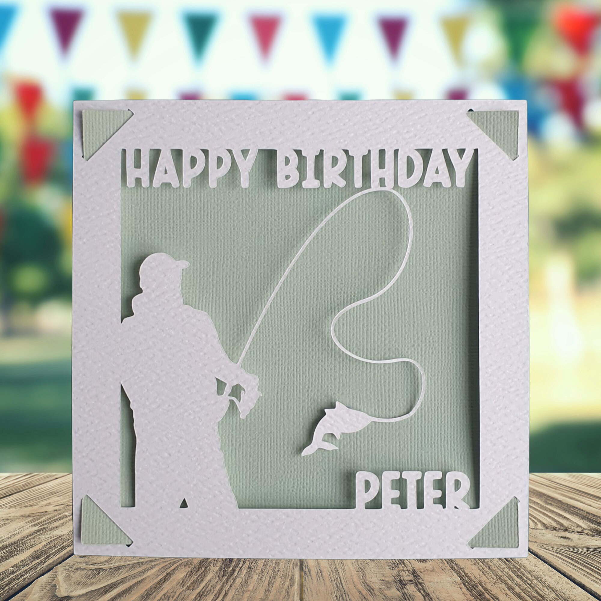 Fishing Happy Birthday Personalised Papercut Card, Happy Birthday Card ...