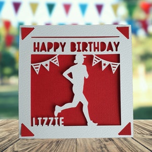 Female Runner Happy Birthday Personalised Papercut Card, Happy Birthday ...