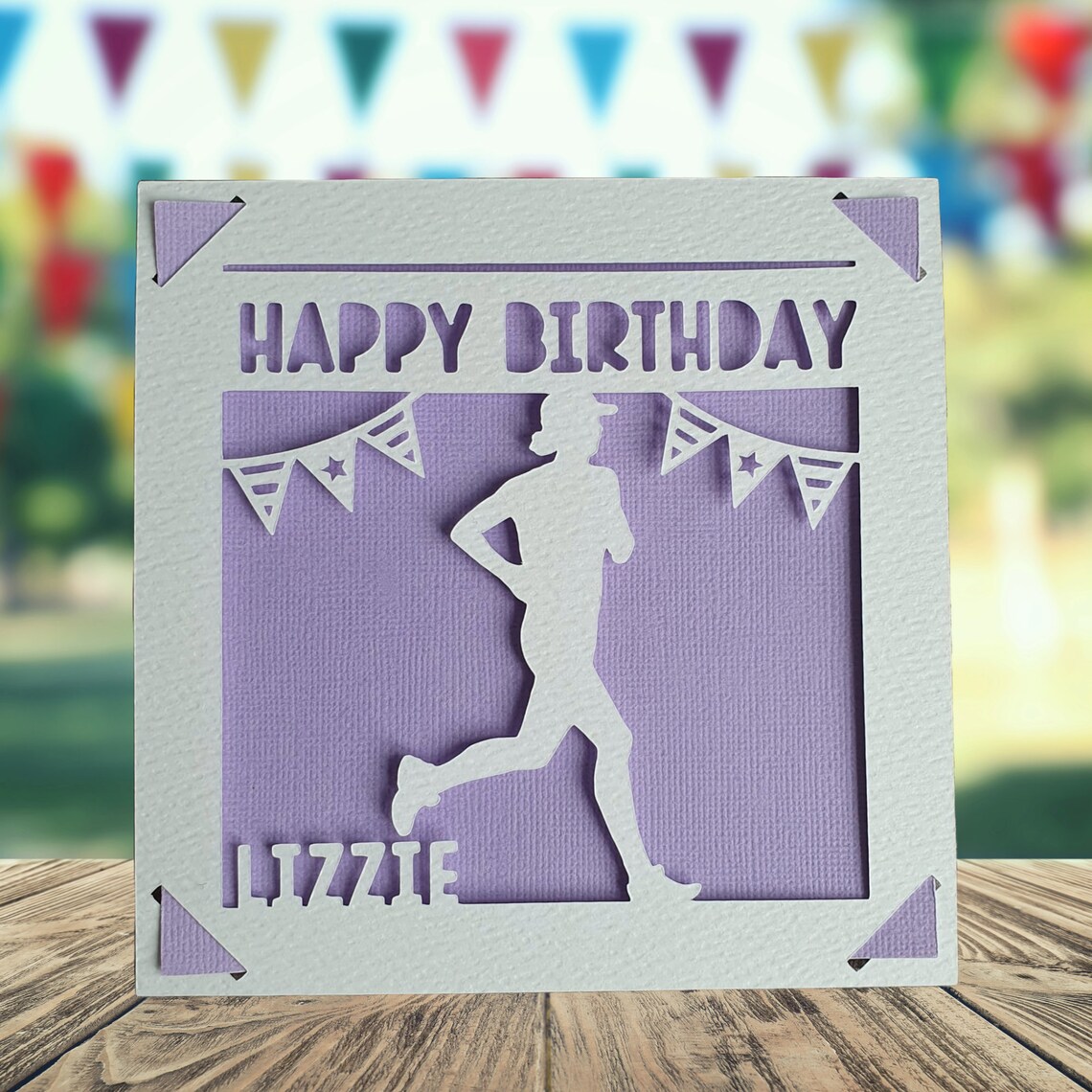 Female Runner Happy Birthday Personalised Papercut Card, Happy Birthday ...