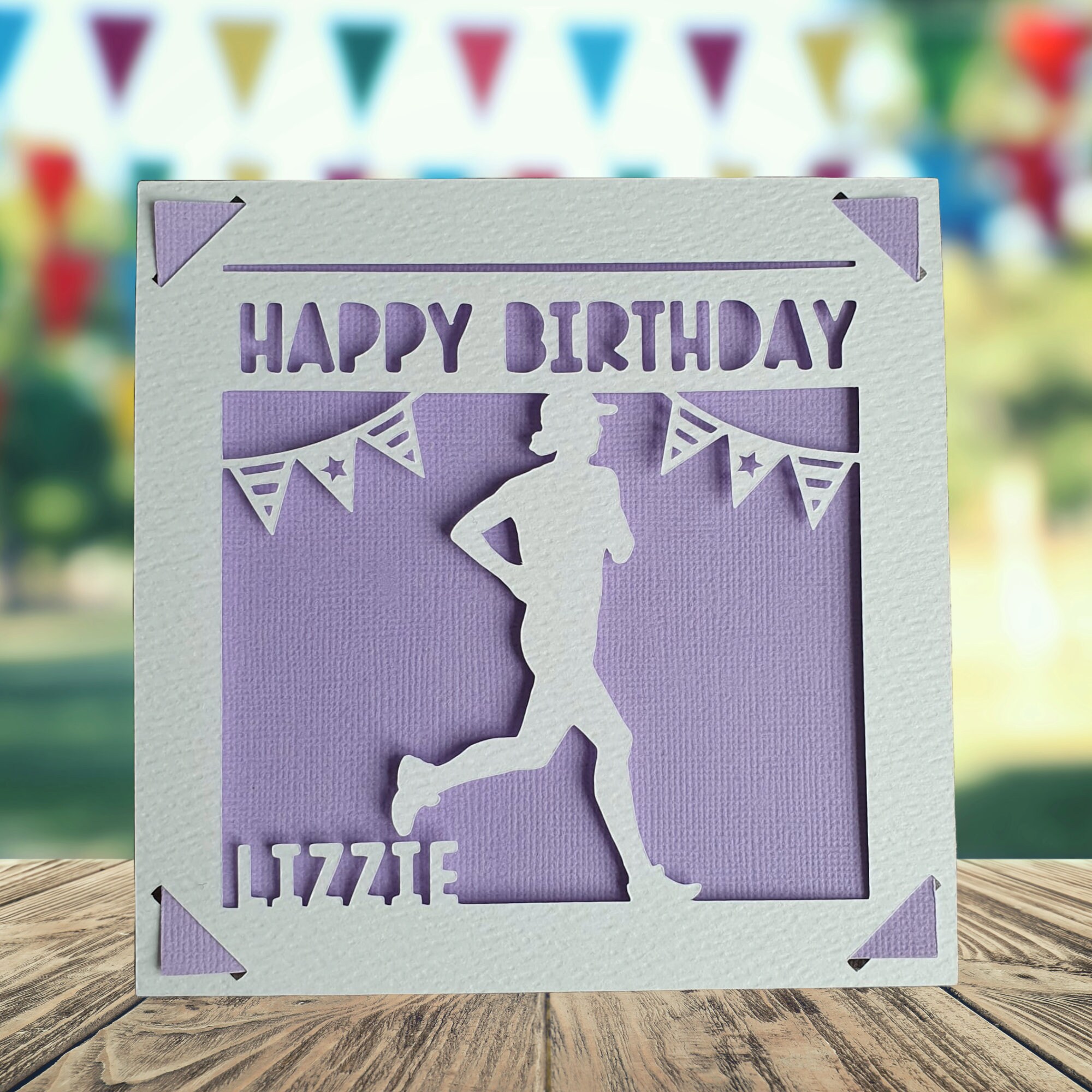 Female Runner Happy Birthday Personalised Papercut Card, Happy Birthday ...