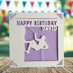 Mountain Climber Happy Birthday Personalised Papercut Card, Birthday ...