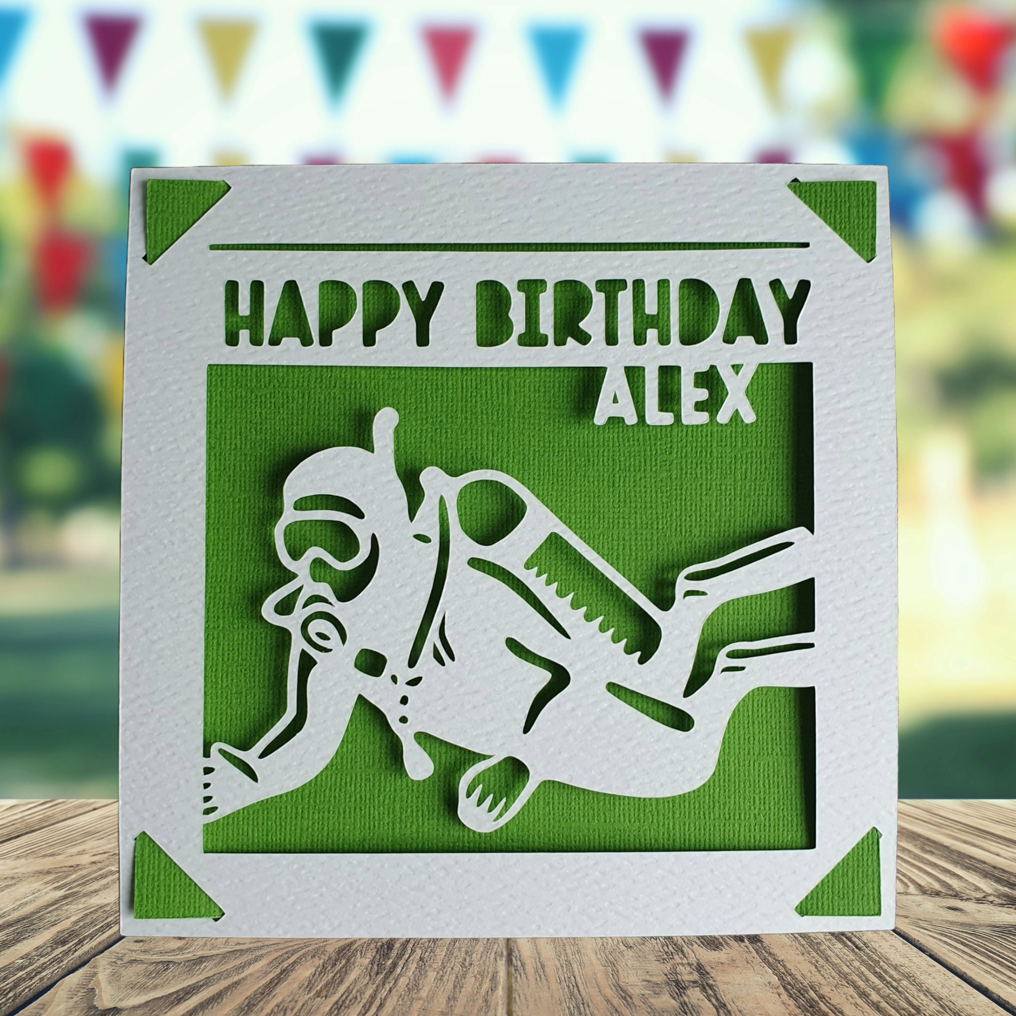Diving Happy Birthday Personalised Papercut Card, Happy Birthday Card ...