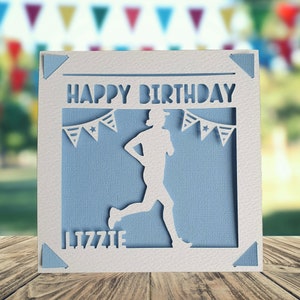 Female Runner Happy Birthday Personalised Papercut Card, Happy Birthday ...