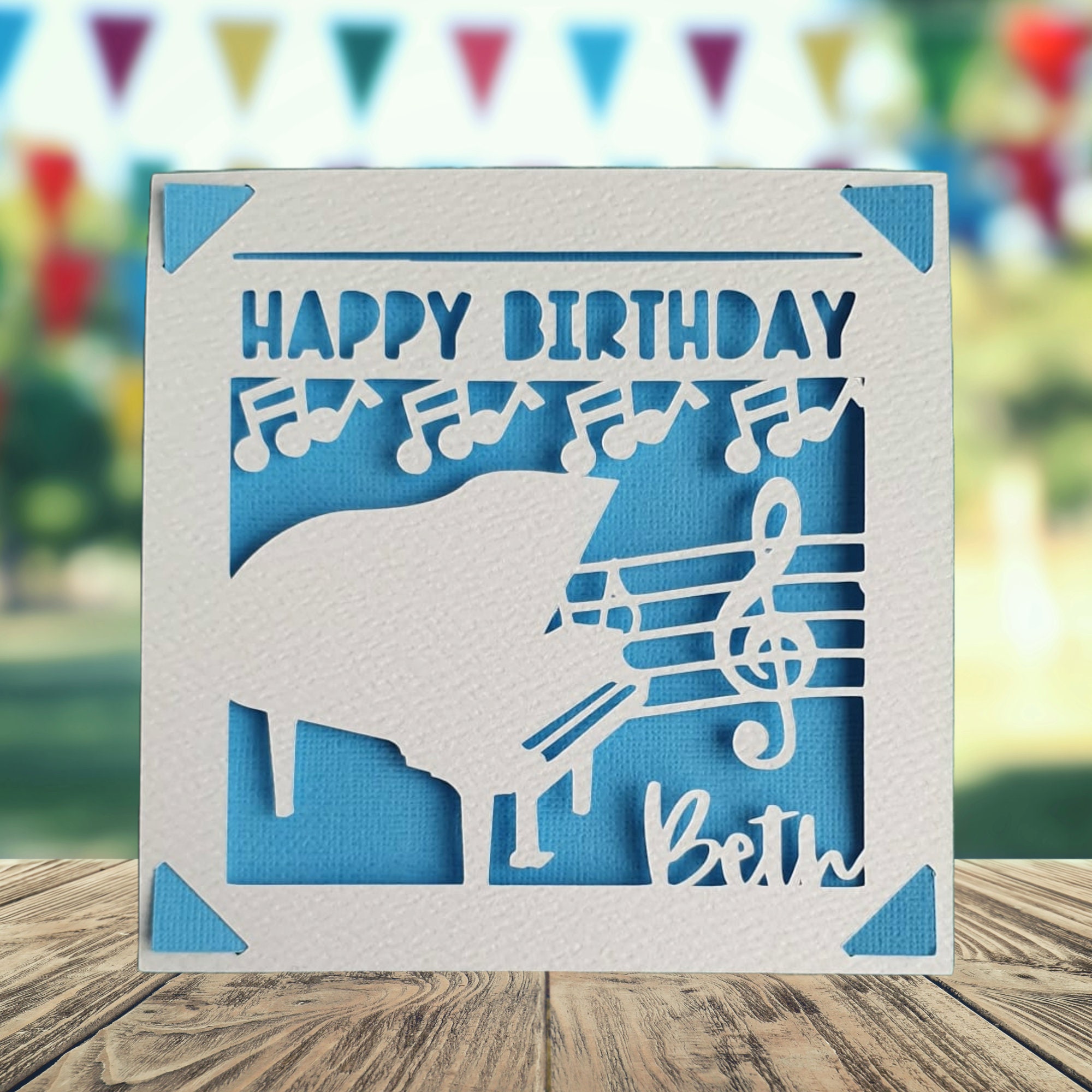 Happy Birthday Personalised Piano Papercut Card, Birthday Card for ...