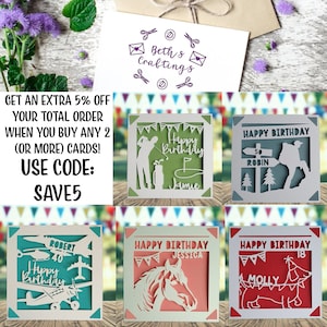 Hiking Happy Birthday Personalised Papercut Card, Happy Birthday Card ...