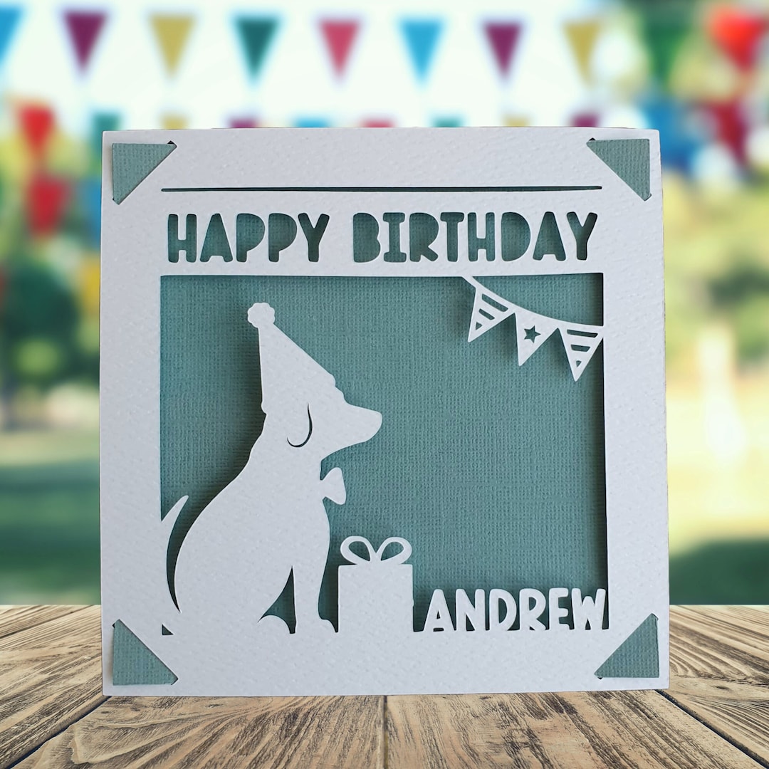 Dog Happy Birthday Personalised Papercut Card, Dog Lover Birthday Card ...