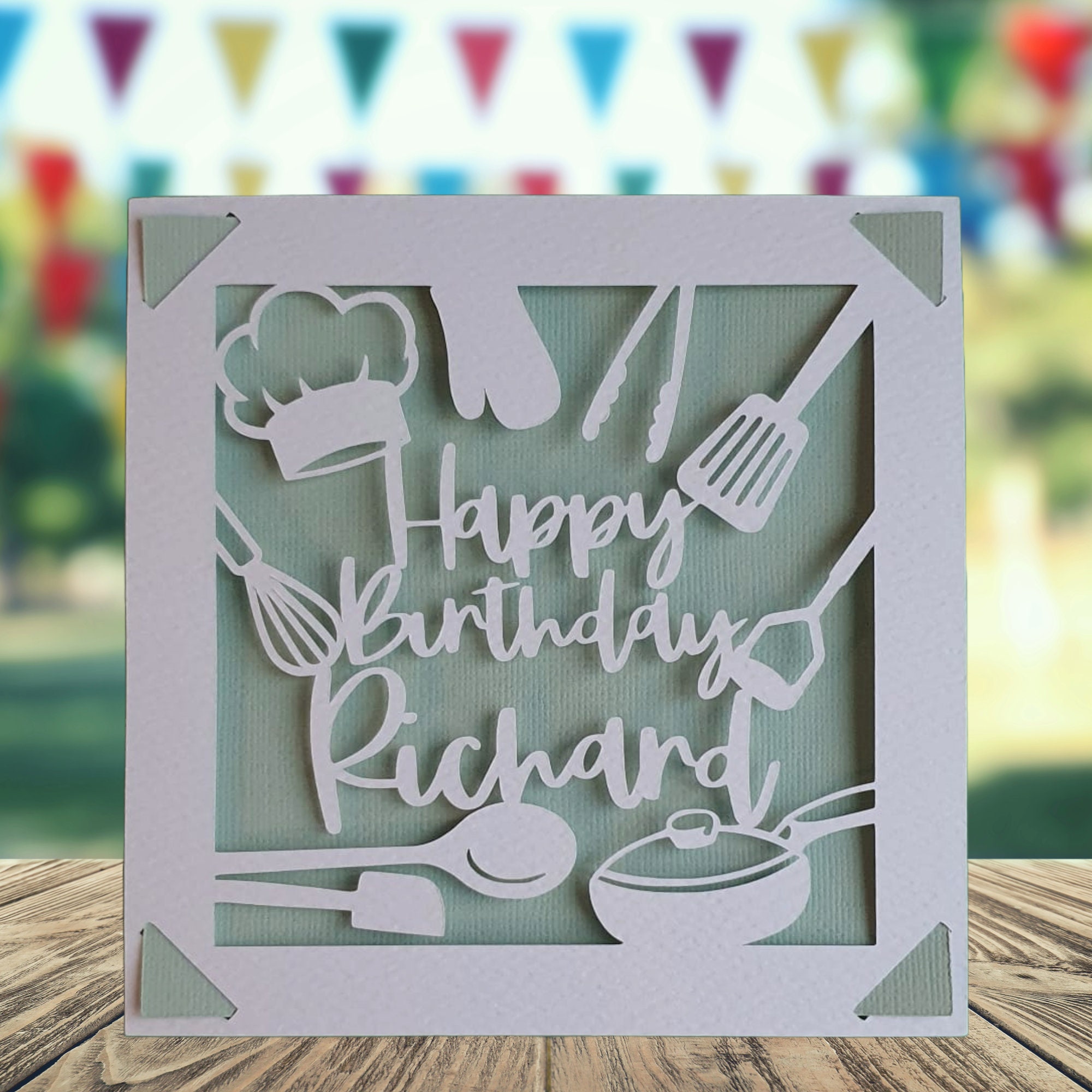 Chef Happy Birthday Personalised Papercut Card, Happy Birthday Card for ...