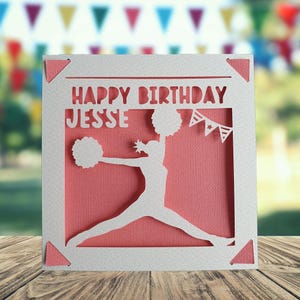 Cheerleader Happy Birthday Personalised Papercut Card, Birthday Card ...
