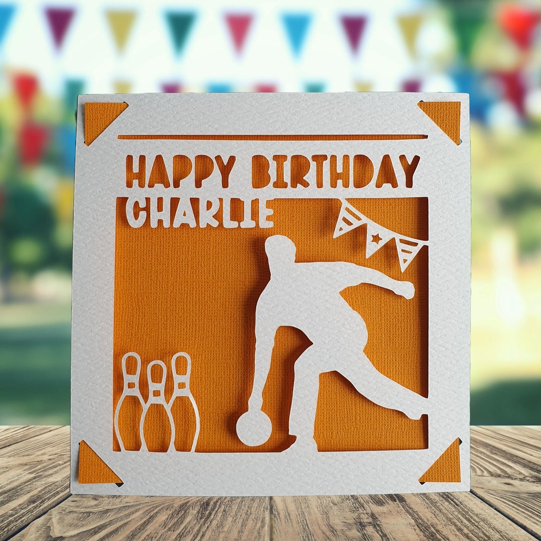 Bowling Happy Birthday Personalised Papercut Card, Happy Birthday Card ...