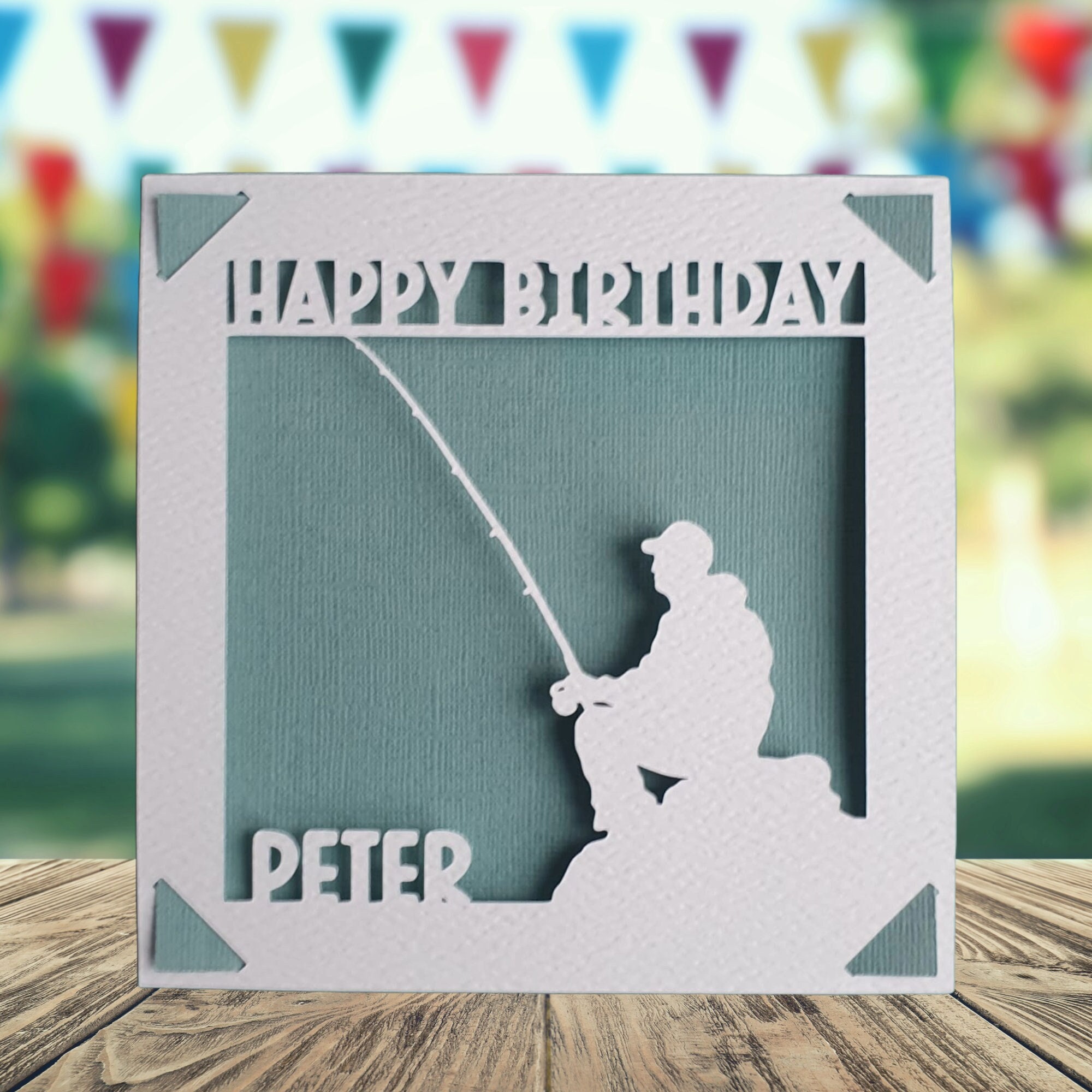 Fisherman Happy Birthday Personalised Papercut Card, Fishing Birthday ...