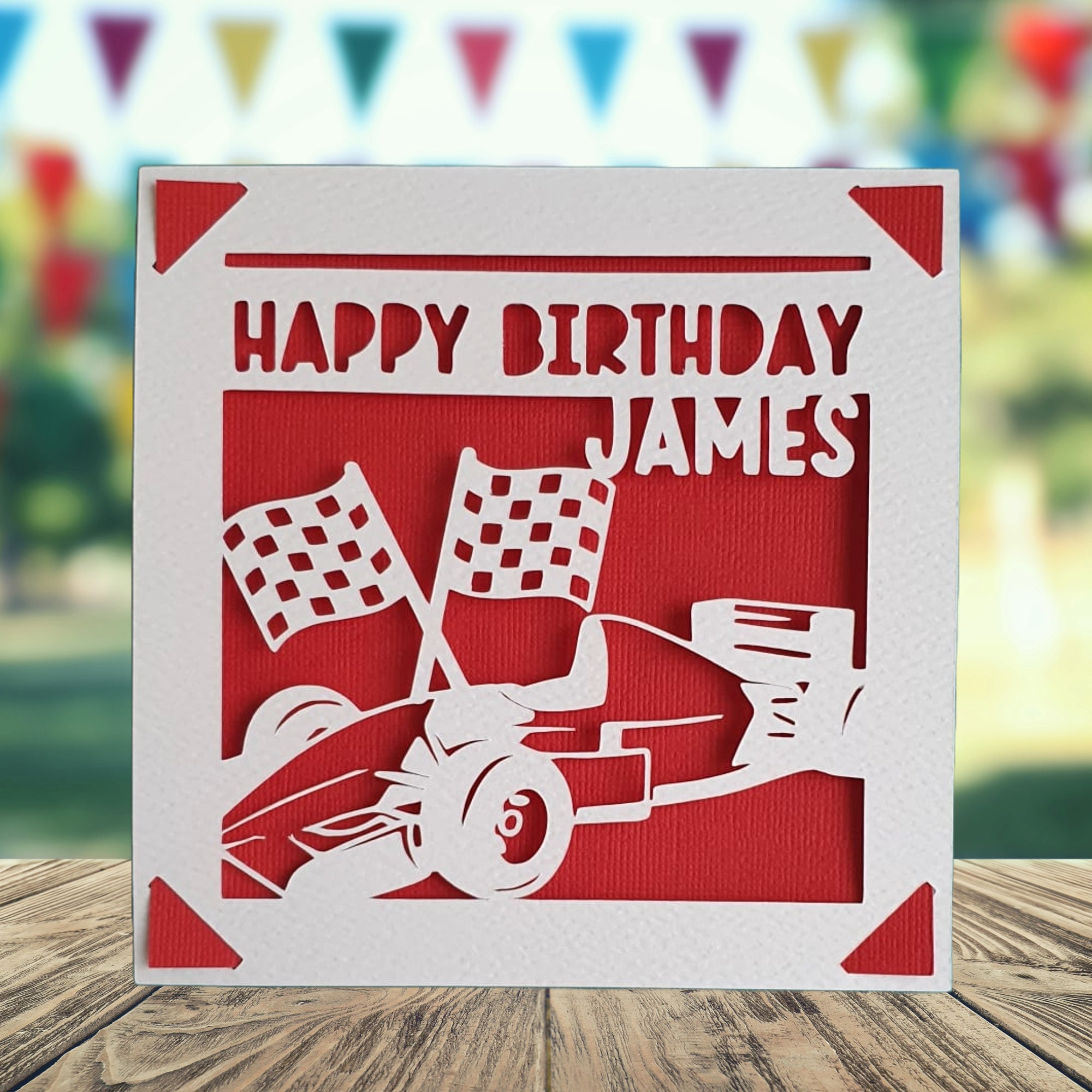 Formula One Happy Birthday Personalised Papercut Card, Formula 1 ...