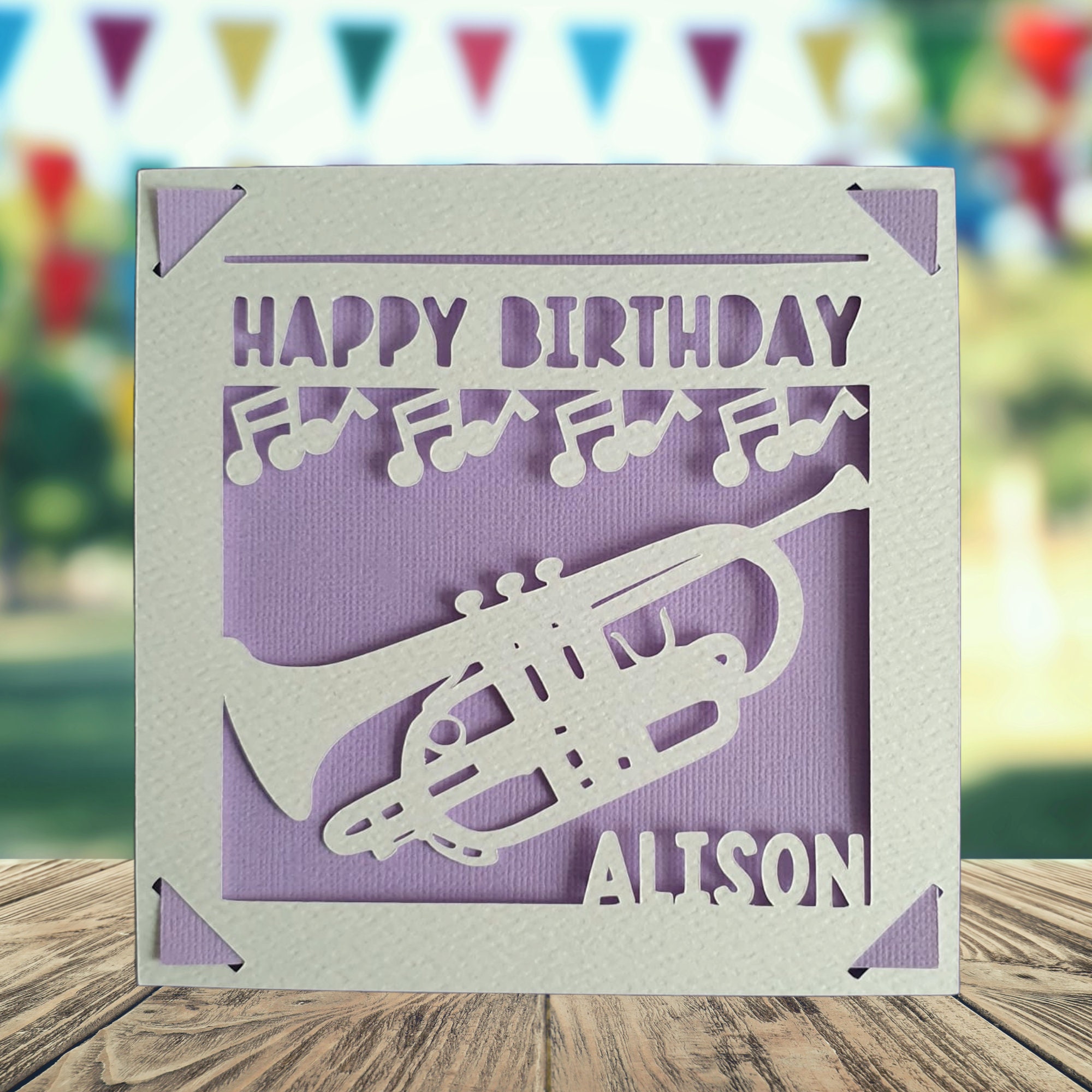 Brass Band Happy Birthday Personalised Papercut Card Trumpet - Etsy
