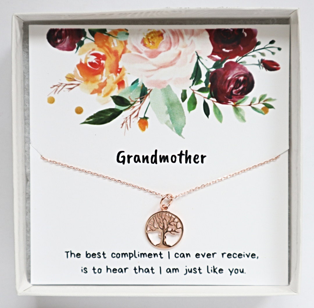 Grandma Family Tree Necklace Gift Sterling Silver Grandma Birthday Gift ...