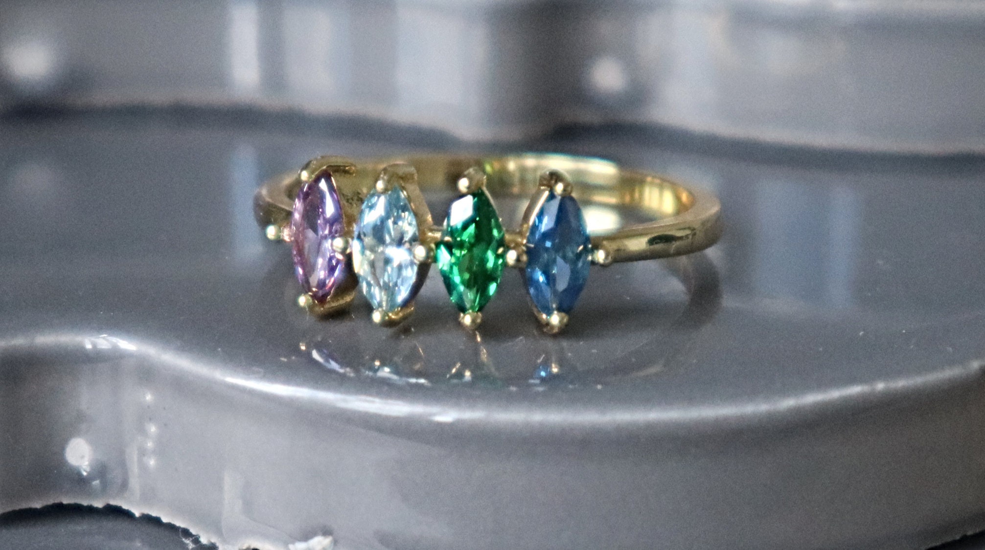 Birthstone Ring Multi-stone Birthstone Rings Rose Gold - Etsy