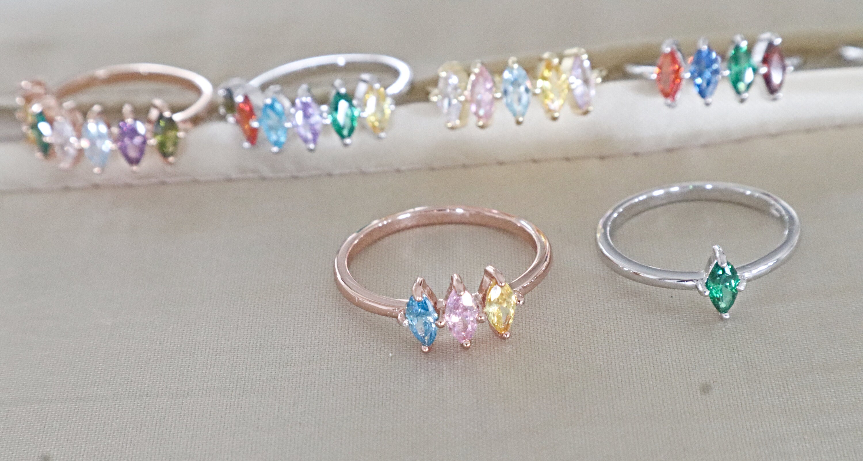 Birthstone Ring Multi-stone Birthstone Rings Rose Gold - Etsy
