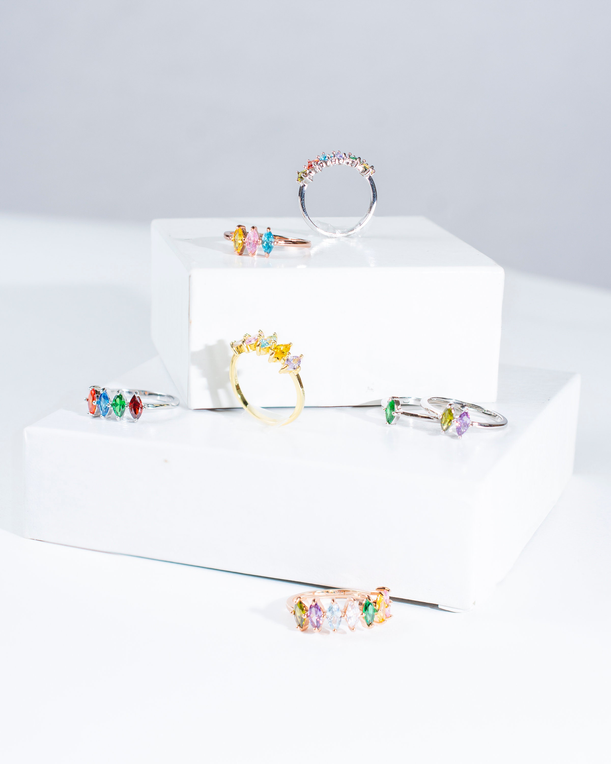 Birthstone Ring Multi-stone Birthstone Rings Rose Gold - Etsy