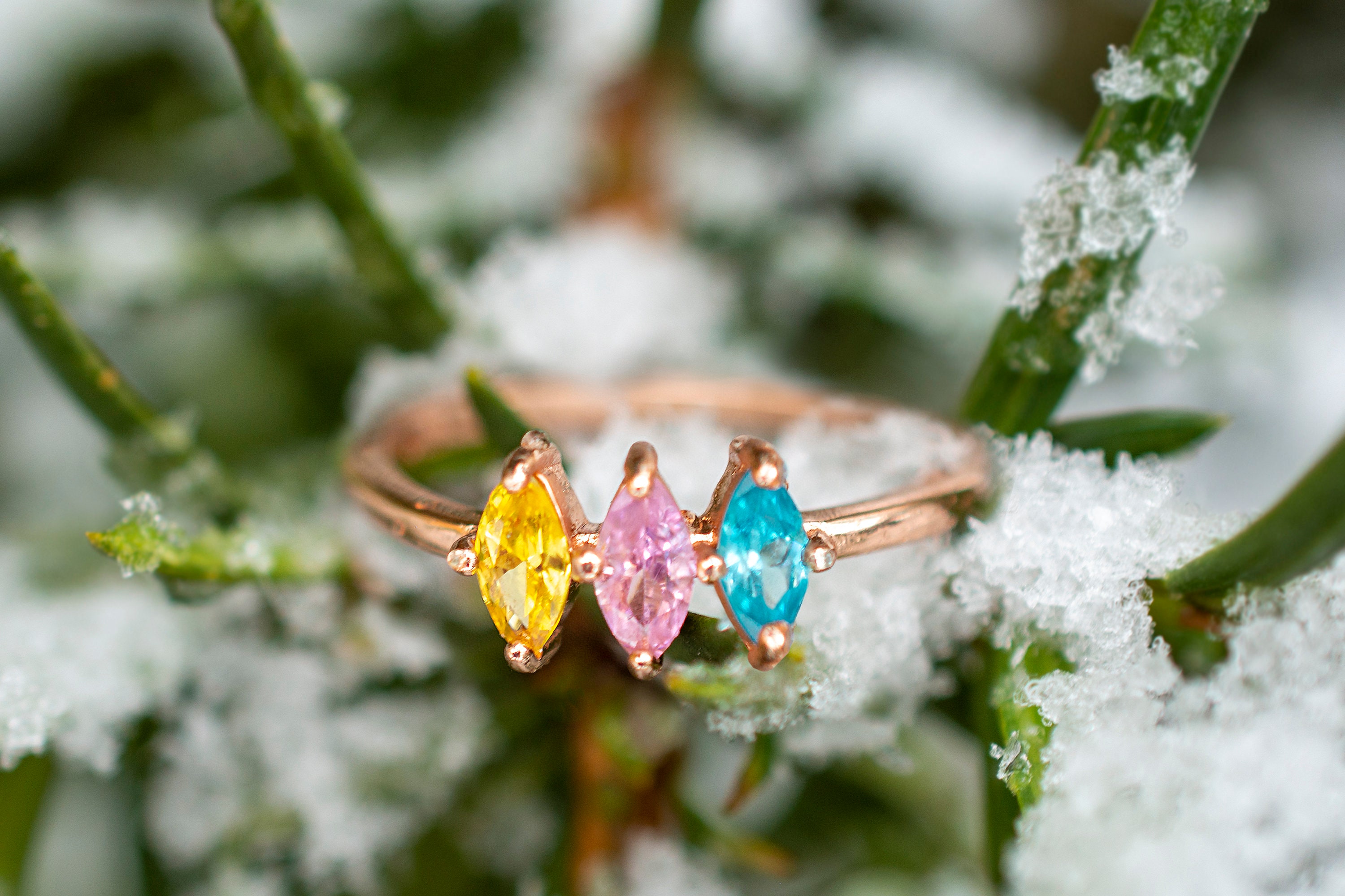 Birthstone Ring Multi-stone Birthstone Rings Rose Gold - Etsy