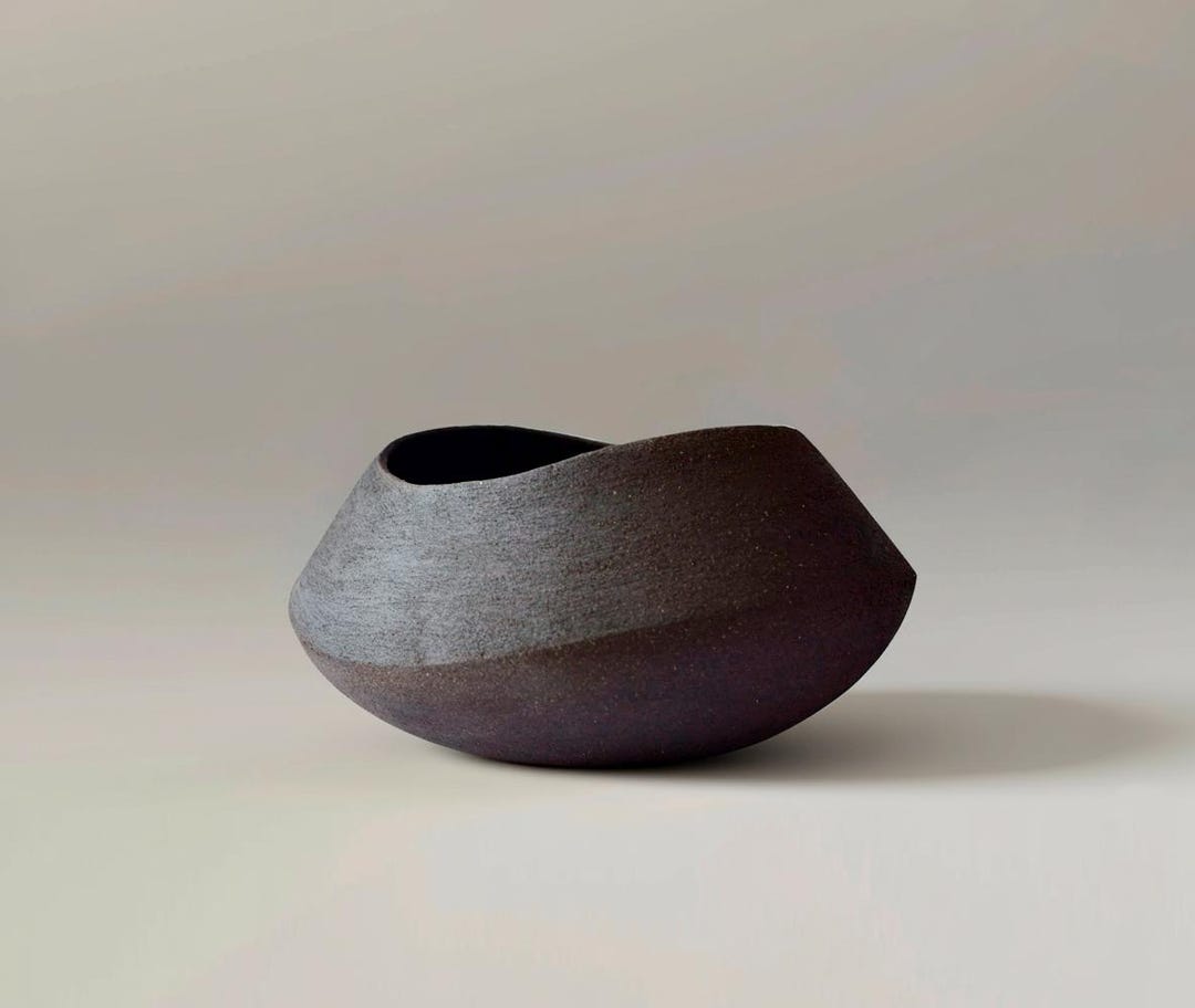 Black Clay Ceramic Centerpiece Table: Modern Geometric Minimalist ...