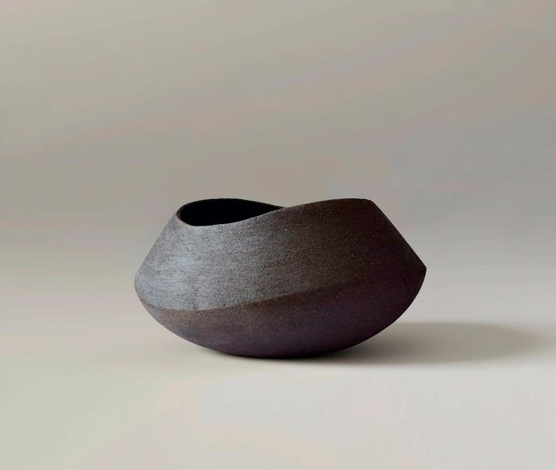 Black Clay Ceramic Centerpiece Table: Modern Geometric Minimalist ...