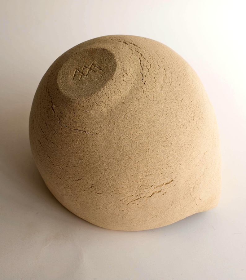 Organic Stoneware Vessel • Handbuilt Beige Clay, Textured Ceramic Art ...