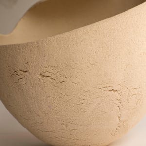 Organic Stoneware Vessel • Handbuilt Beige Clay, Textured Ceramic Art ...