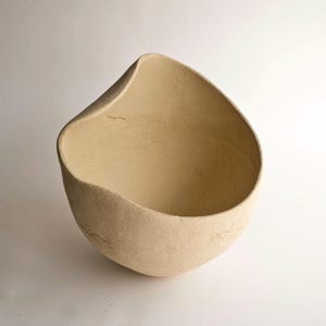 Organic Stoneware Vessel • Handbuilt Beige Clay, Textured Ceramic Art ...