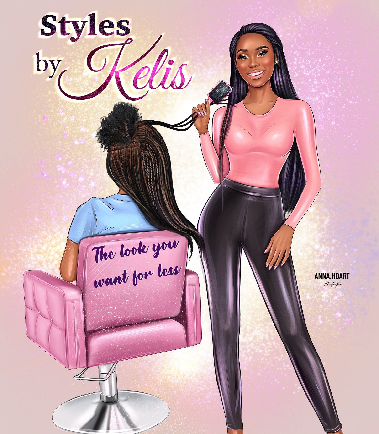 Braider Logo Design, Dreadlocks Logo, Custom Cartoon Logo, Hairdresser ...