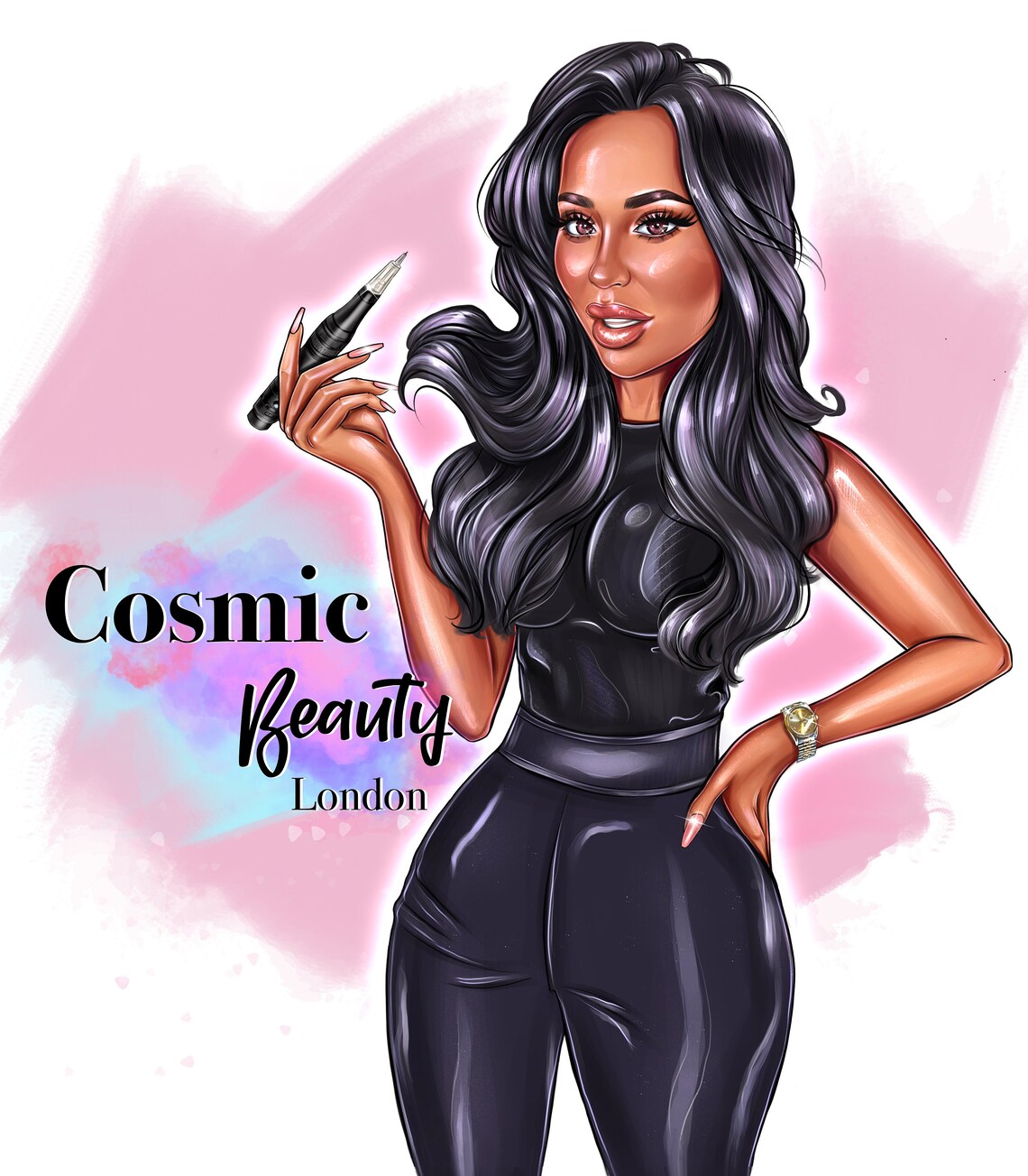 Microblading Artist Logo, PMU Cartoon Logo, Permanent Makeup Portrait ...