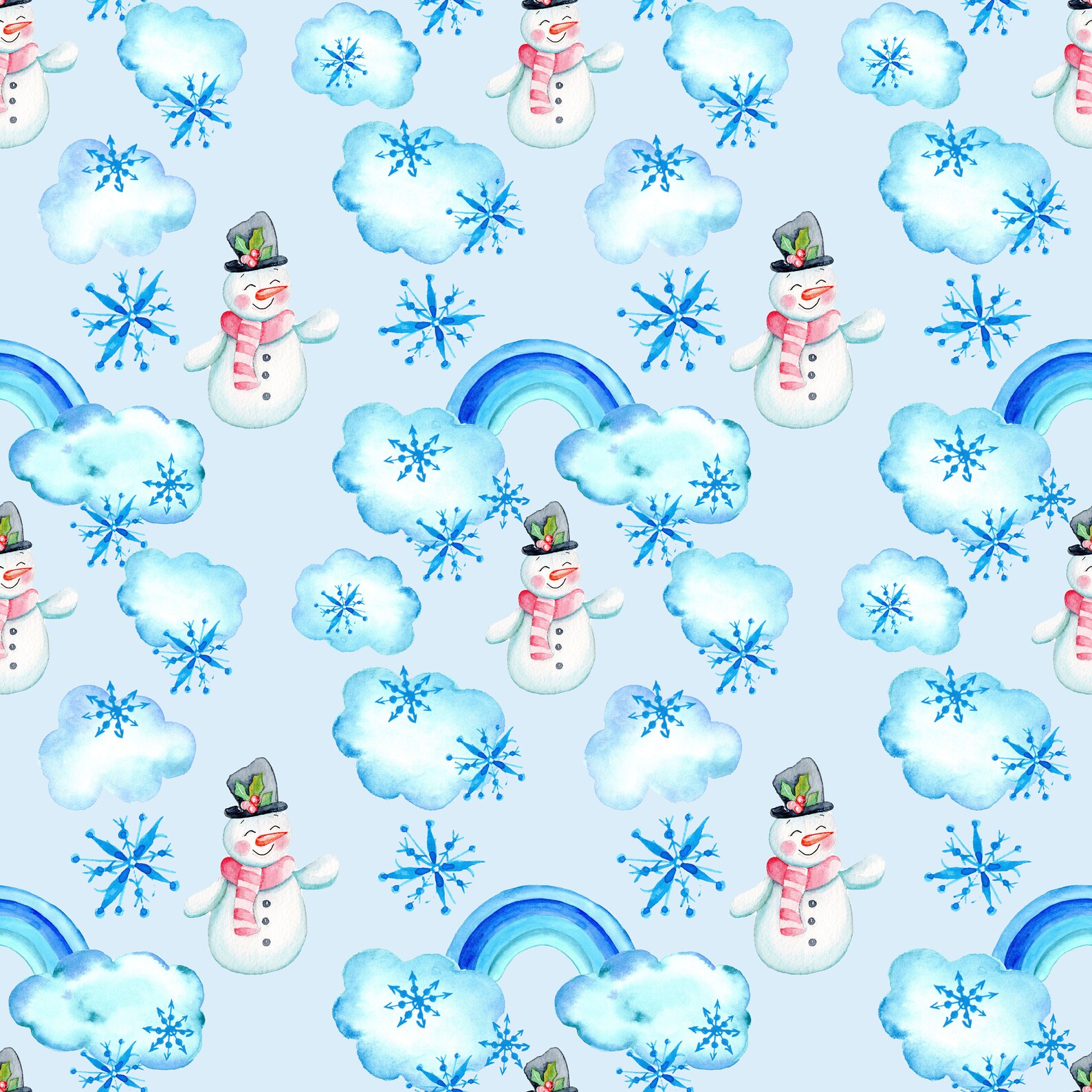 Winter Rainbow Clipart, Watercolor Rianbow Clipart, Sky Clipart, Snow ...