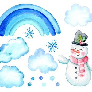 Winter Rainbow Clipart, Watercolor Rianbow Clipart, Sky Clipart, Snow ...