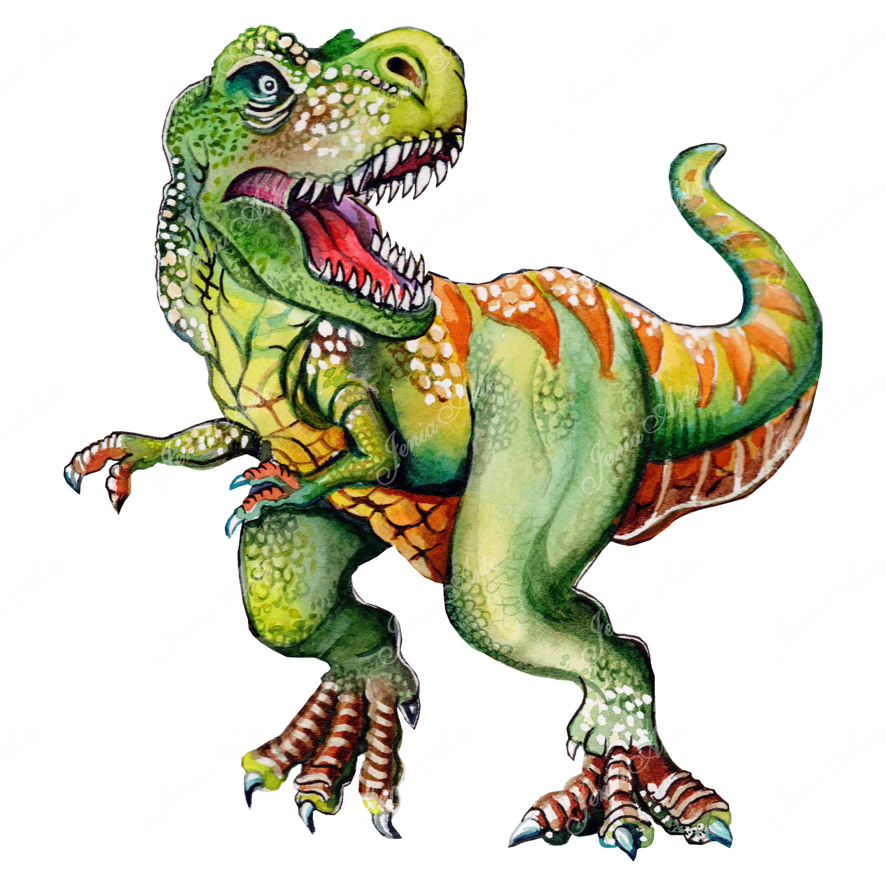 T-rex Png, Watercolor Dinosaurus, Watercolor T-rex, T Rex Art Print ...