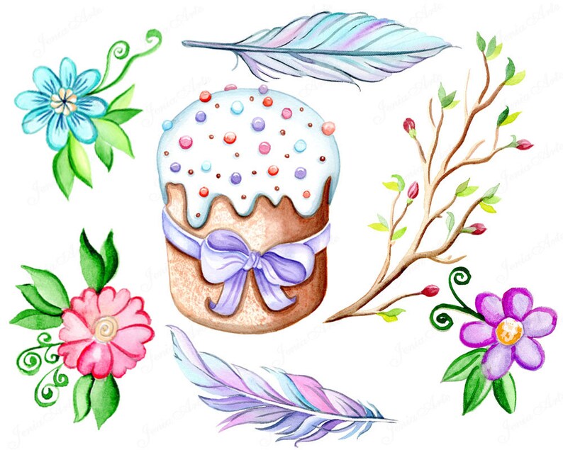 Watercolor Easter Clipart, Watercolor Spring Clipart, Eggs Clipart ...