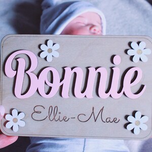 Personalised Wooden Name Sign for Girls Bedroom - Hand Painted Floral ...